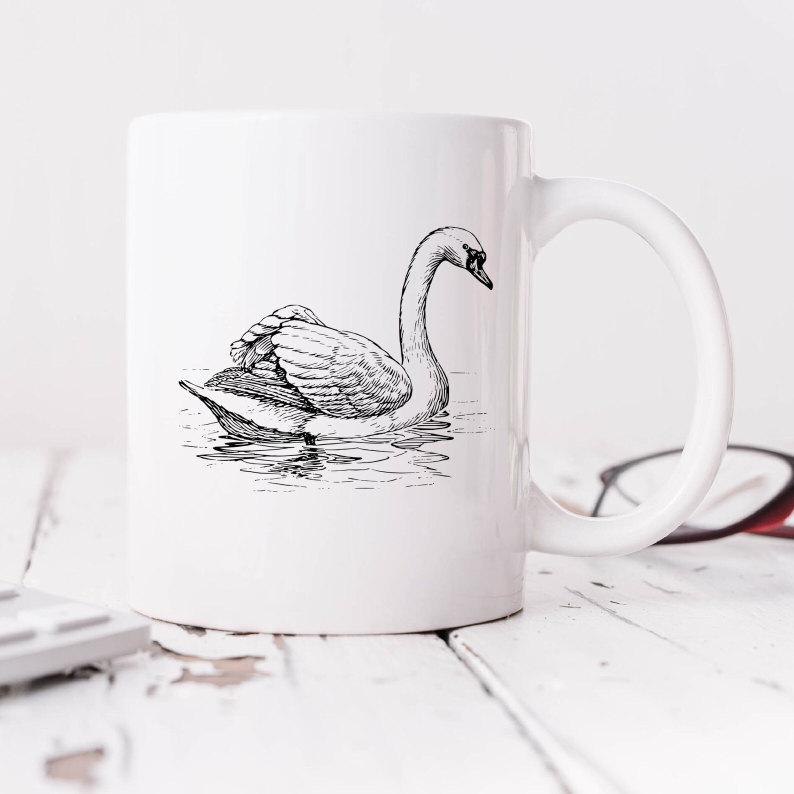Swan Coffee Cup, Swan Coffee Mug, Swan Sketch Decor, Swan Tea Cup, Swan ...