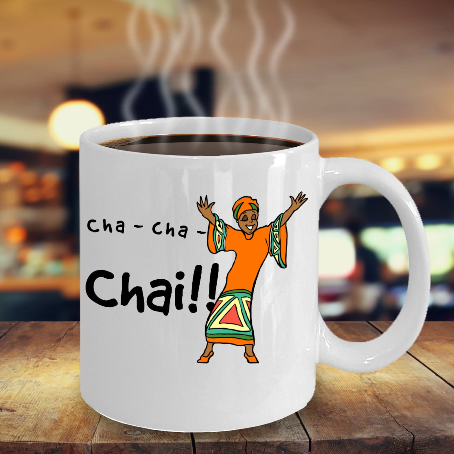 Cha-cha-chai. Chai Time. Tea-totaler Mug. Love Tea. Bright Orange Color ...