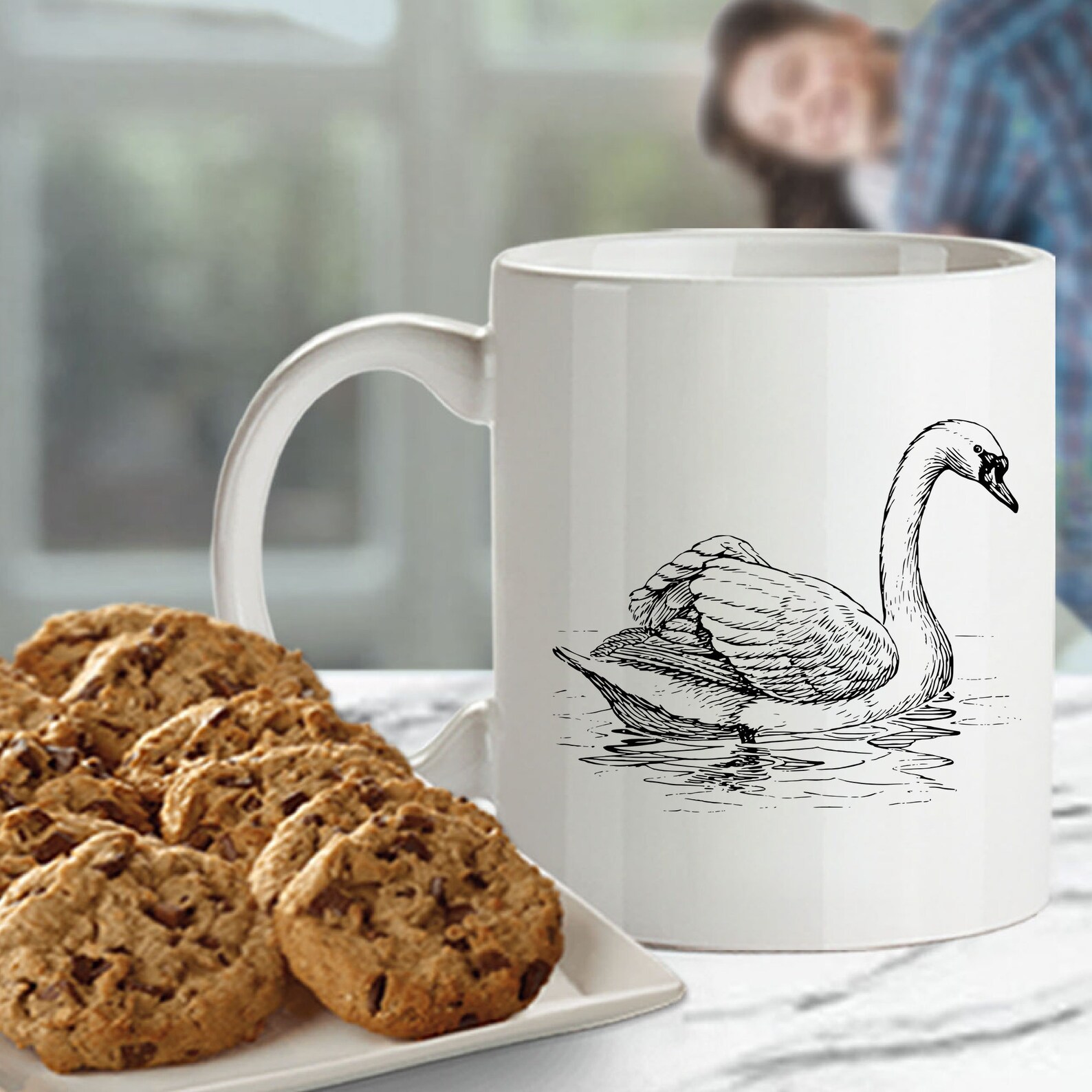 Swan Coffee Cup, Swan Coffee Mug, Swan Sketch Decor, Swan Tea Cup, Swan ...