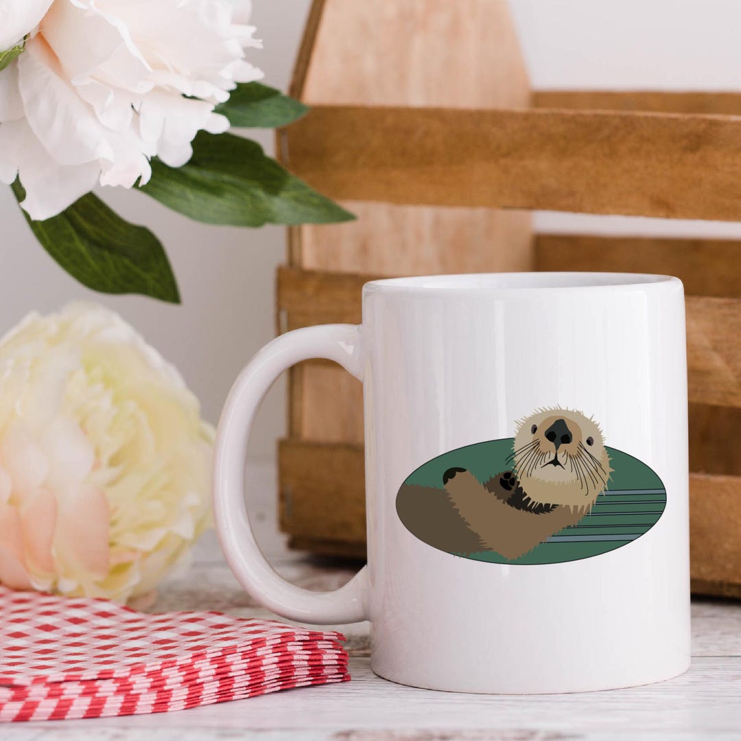 Floating Otter Mug, Cute Otter Swimming, Lazy Days Otter, Smart Otter ...