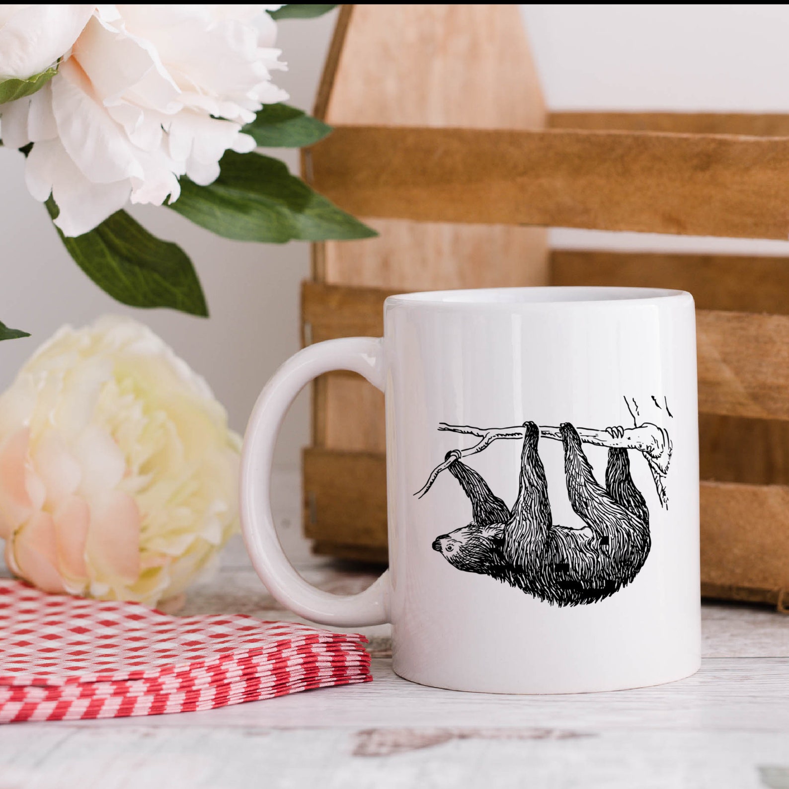 Sloth Coffee Cup Sloth Coffee Mug Sloth in Tree Sloth - Etsy