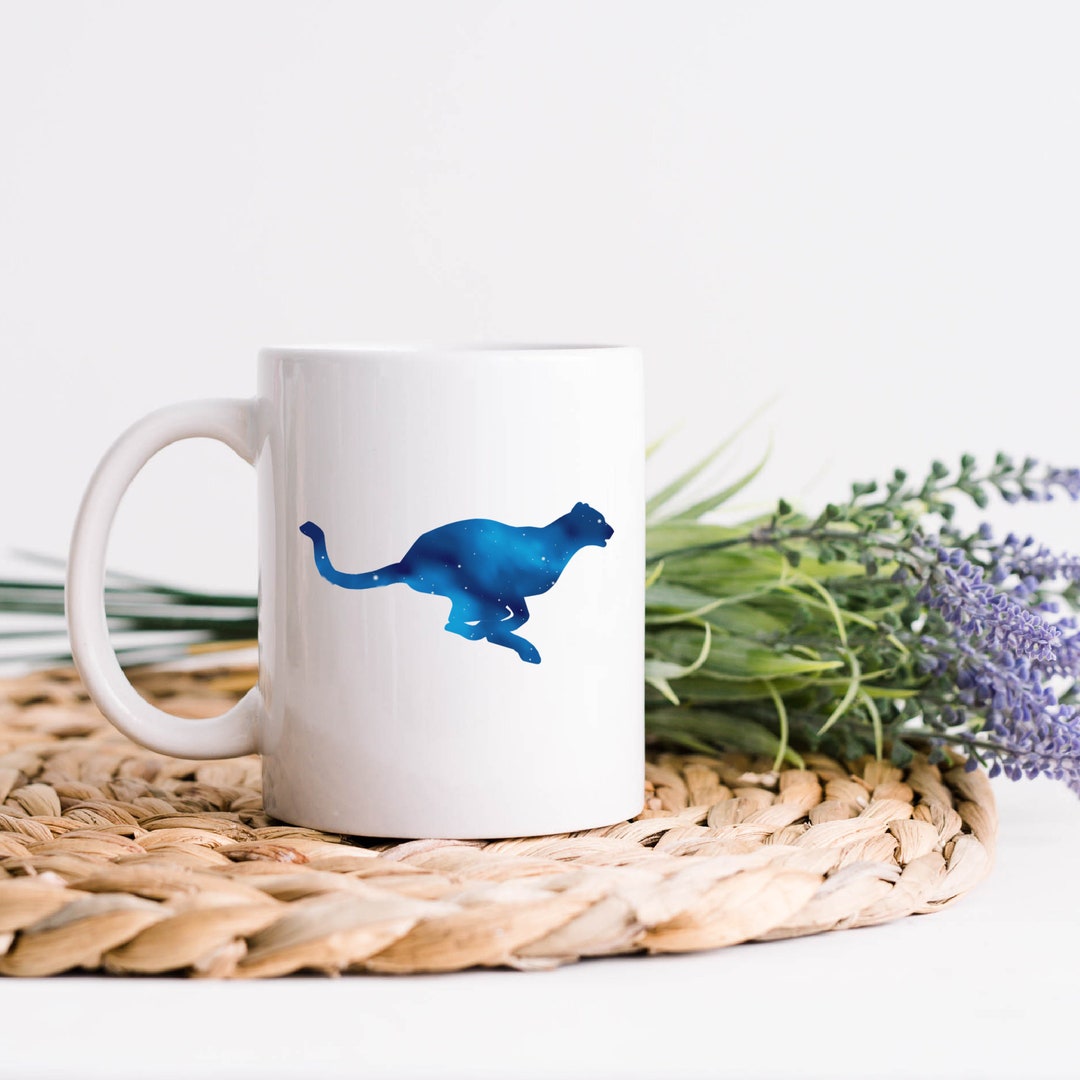 Starry Sky Cheetah Mug, Running Cheetah With Night Skies, 15 Oz Black ...