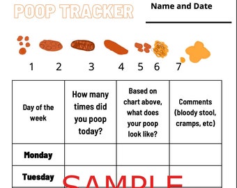 Poop Tracker Printable Sheets/bowel Movement Journal Planner/ibs Celiac ...