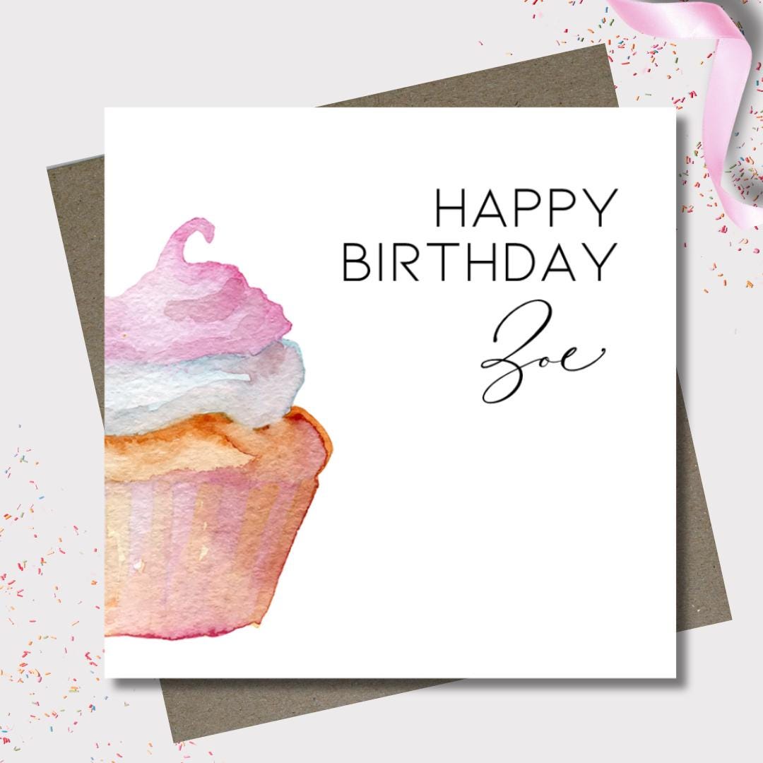 Personalised Birthday Card & Envelope. 12.5cm Square Card. Customised ...