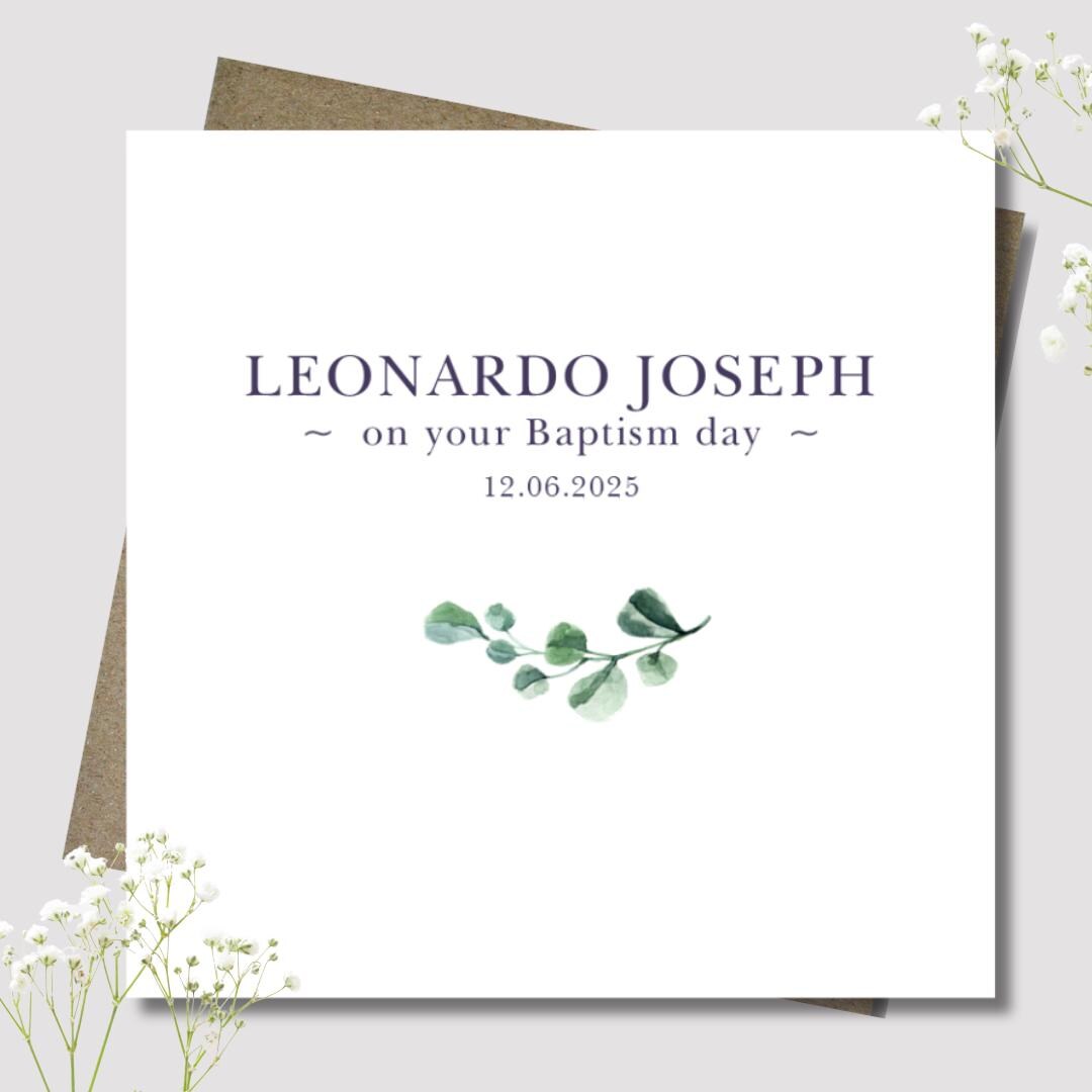 Personalised Boy Baptism Card & Envelope. 12.5cm Square Card.customised ...