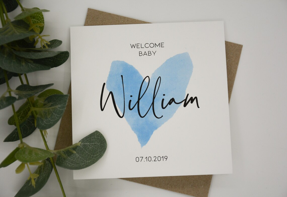 Personalised New Baby Card & Envelope. 12.5 X 12.5cm Square - Etsy ...