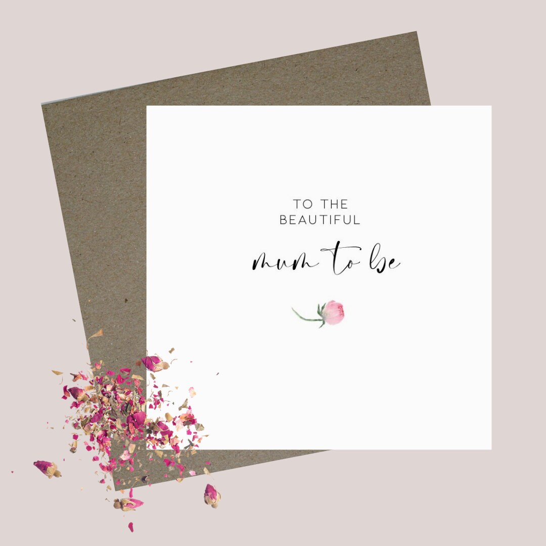 Mum to Be Card & Envelope. Baby Shower. Pink Dried Rose Petal Card ...
