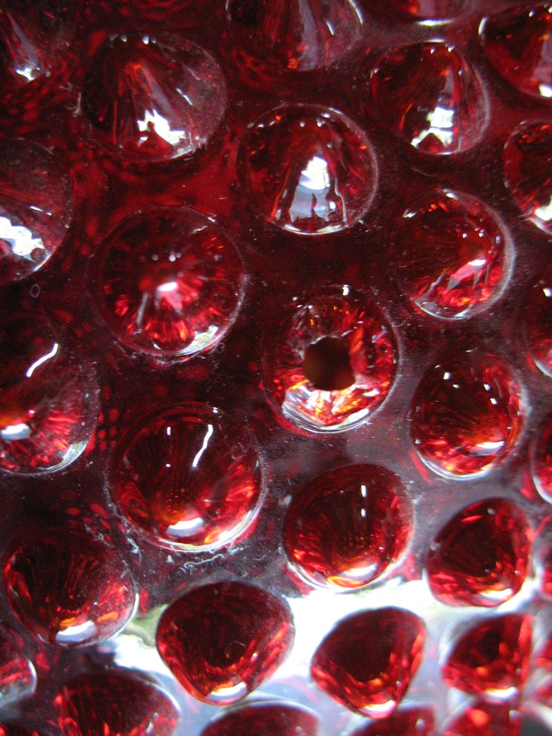 Vintage Fenton Ruby Red Carnival Hobnail Decor Only Decanter and Eight ...