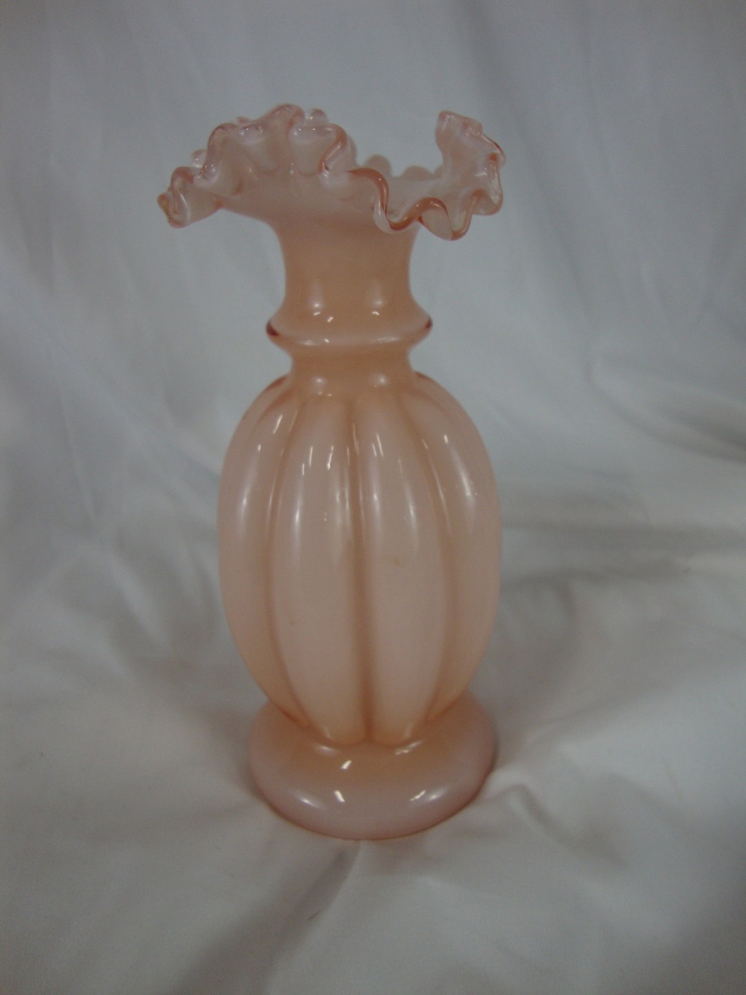 Vintage Fenton Pink Melon Ruffled Edge Small Vase - Etsy