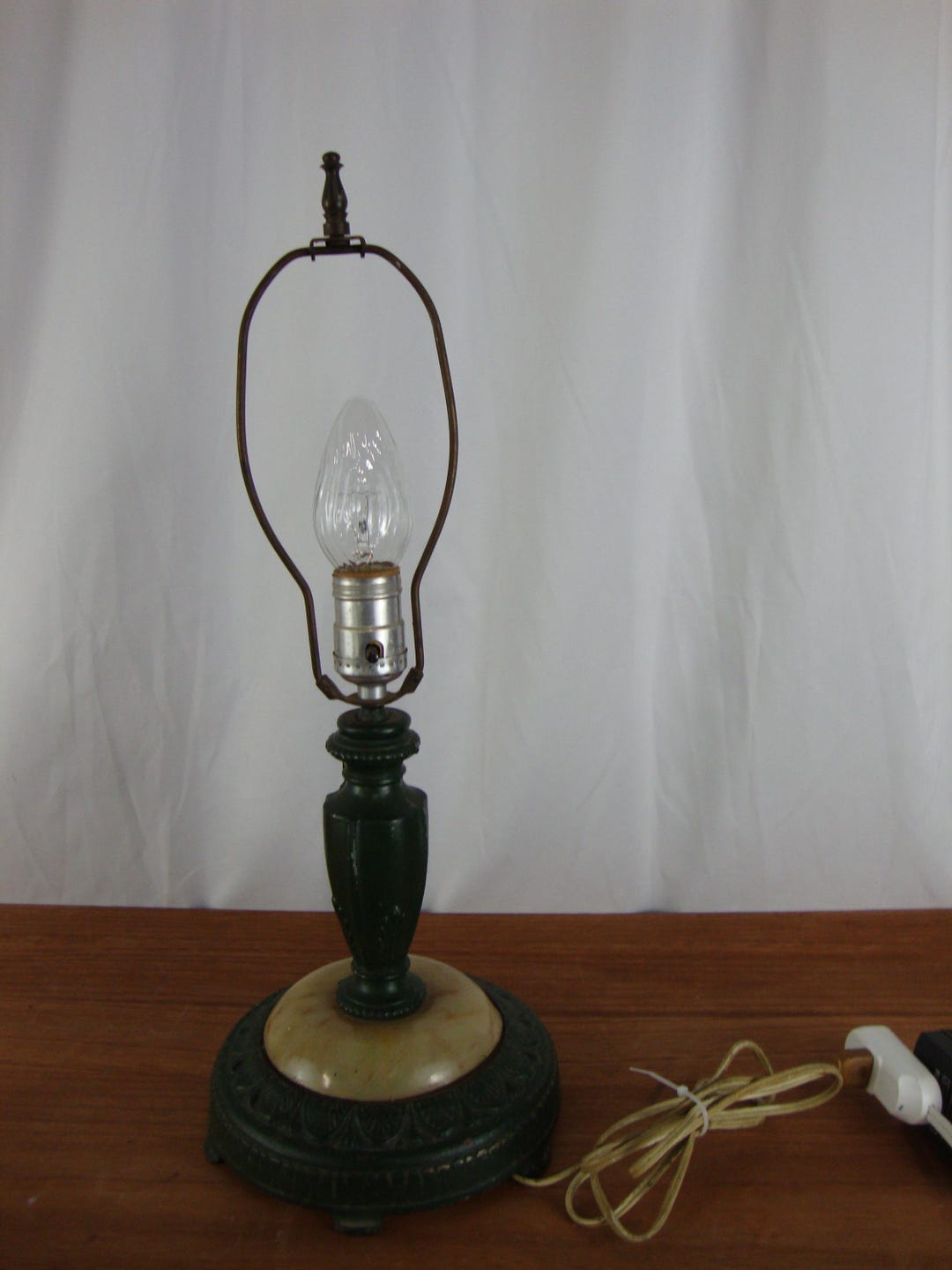 Vintage Cast Metal Art Nouveau Electric Lamp Base Brass Harp Finial - Etsy