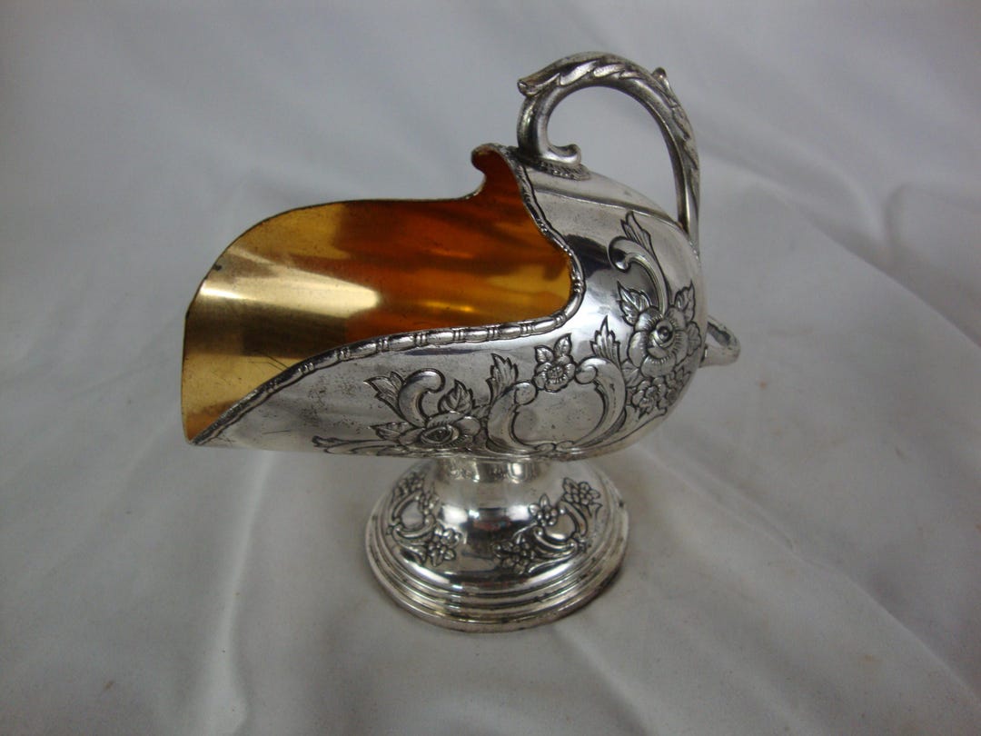 Vintage Raimond Silverplate Floral Scrollwork Sugar Scuttle With Gold ...