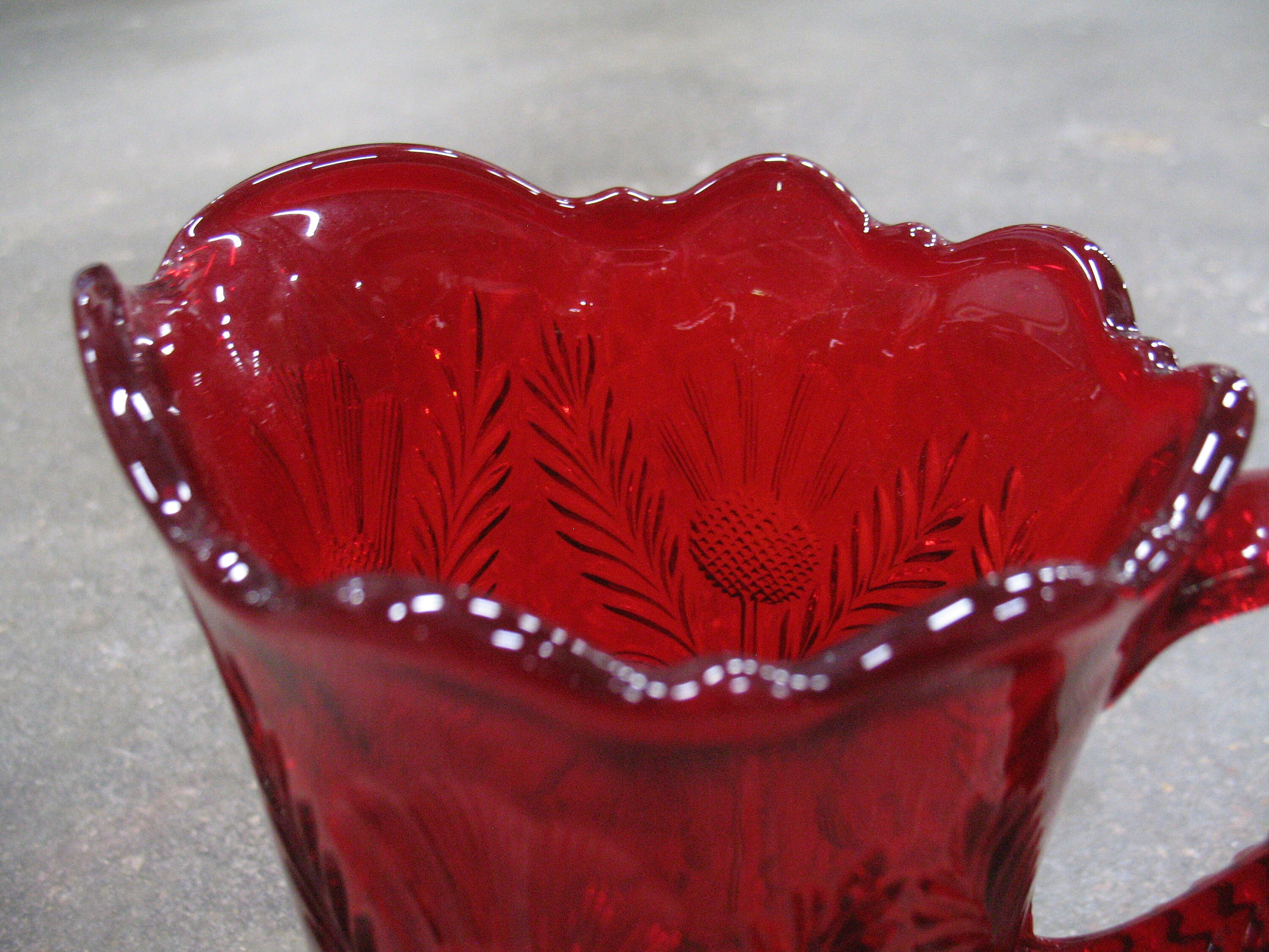 Fenton Amberina Glass Thistle Pattern Small Pitcher Collectible Glass ...