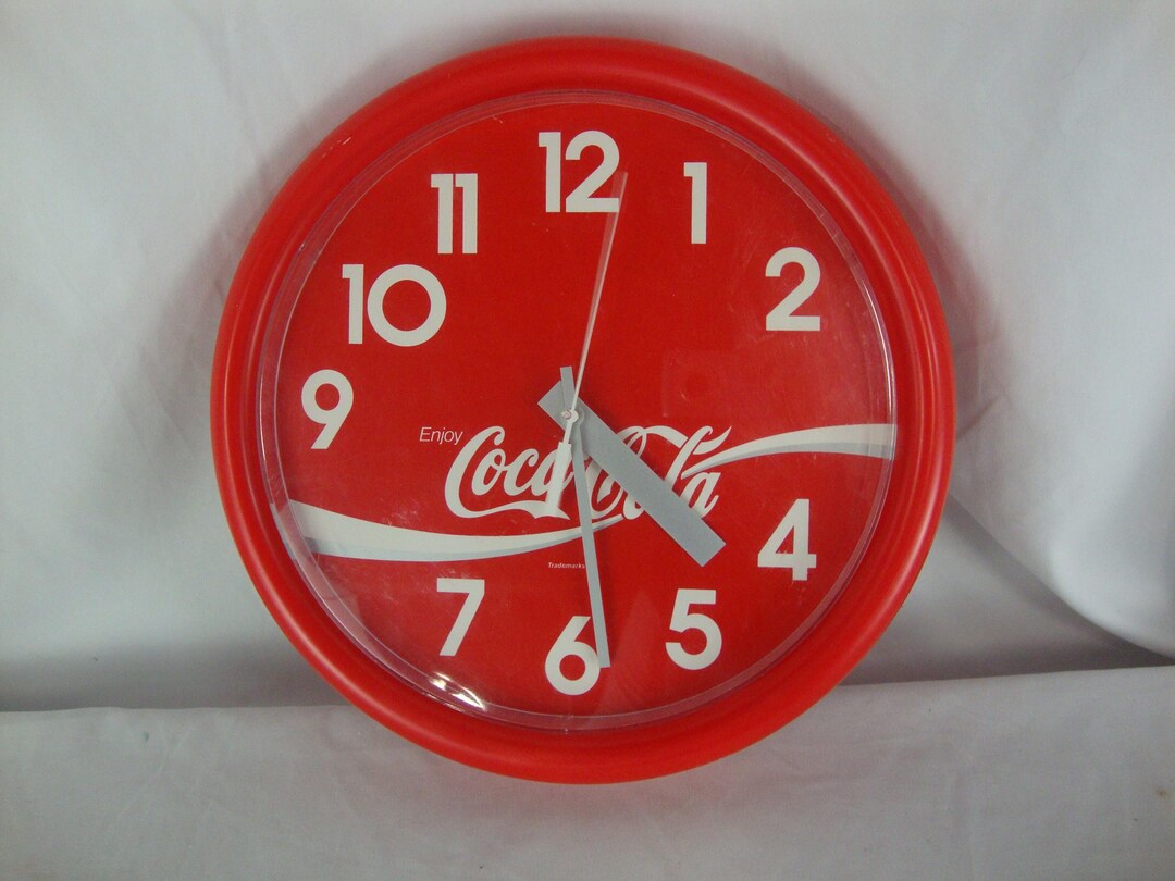 Vintage Enjoy Coca Cola Red Plastic Battery Wall Clock - Etsy