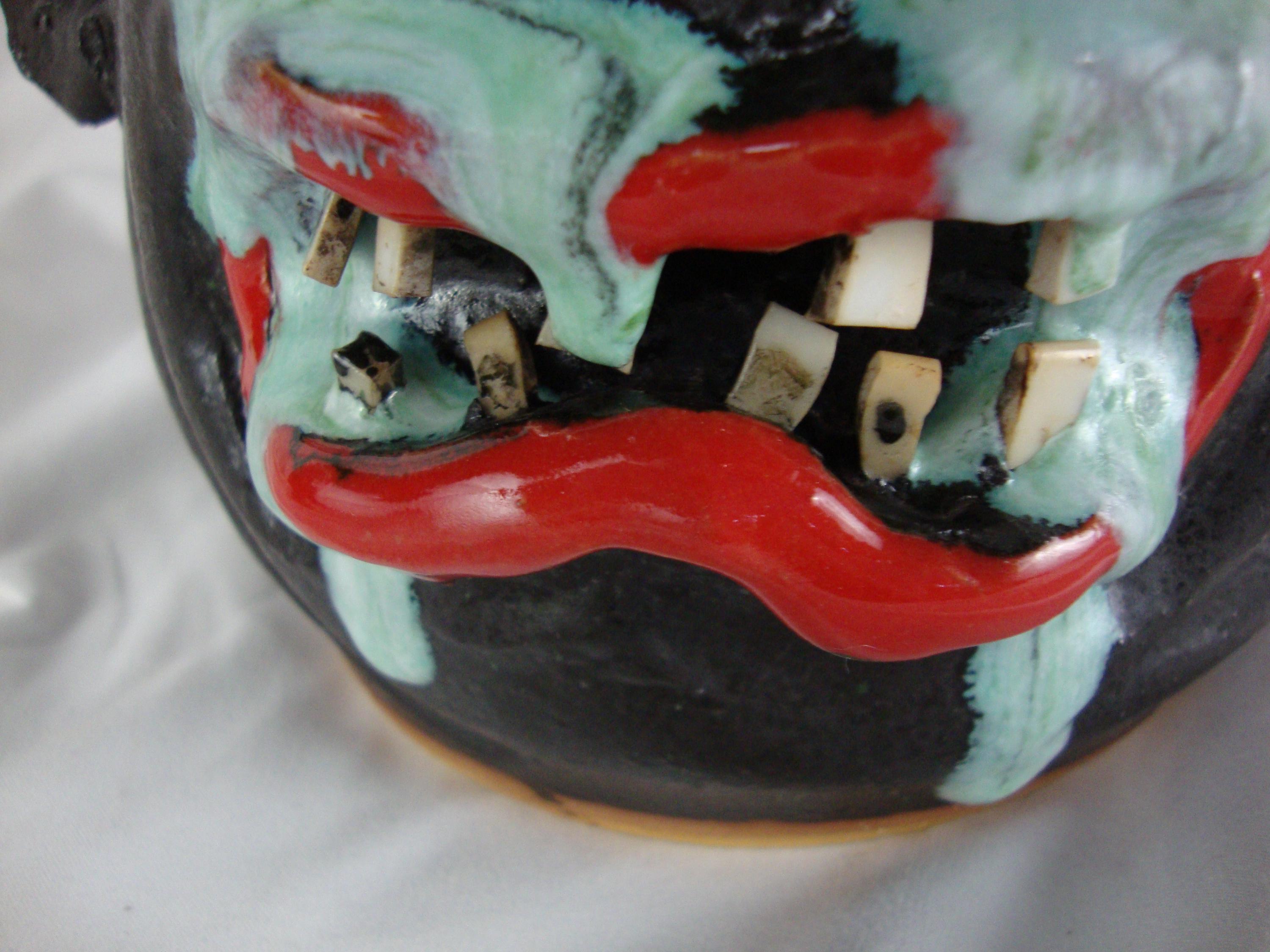 Marvin Bailey Pottery Dark Body With Aqua Crying Eyes Red Clown Lips ...