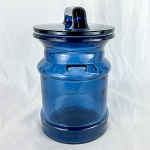 Vintage Blue Glass Canister - Etsy