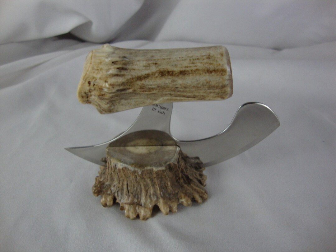 Alaska Legend Ulu Utility Knife Cutting Tool With Moose Antler Knobby ...