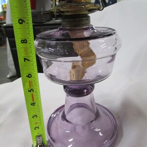 Antique Purple Glass Pedestal Oil Kerosene Lamp With Clear Glass ...