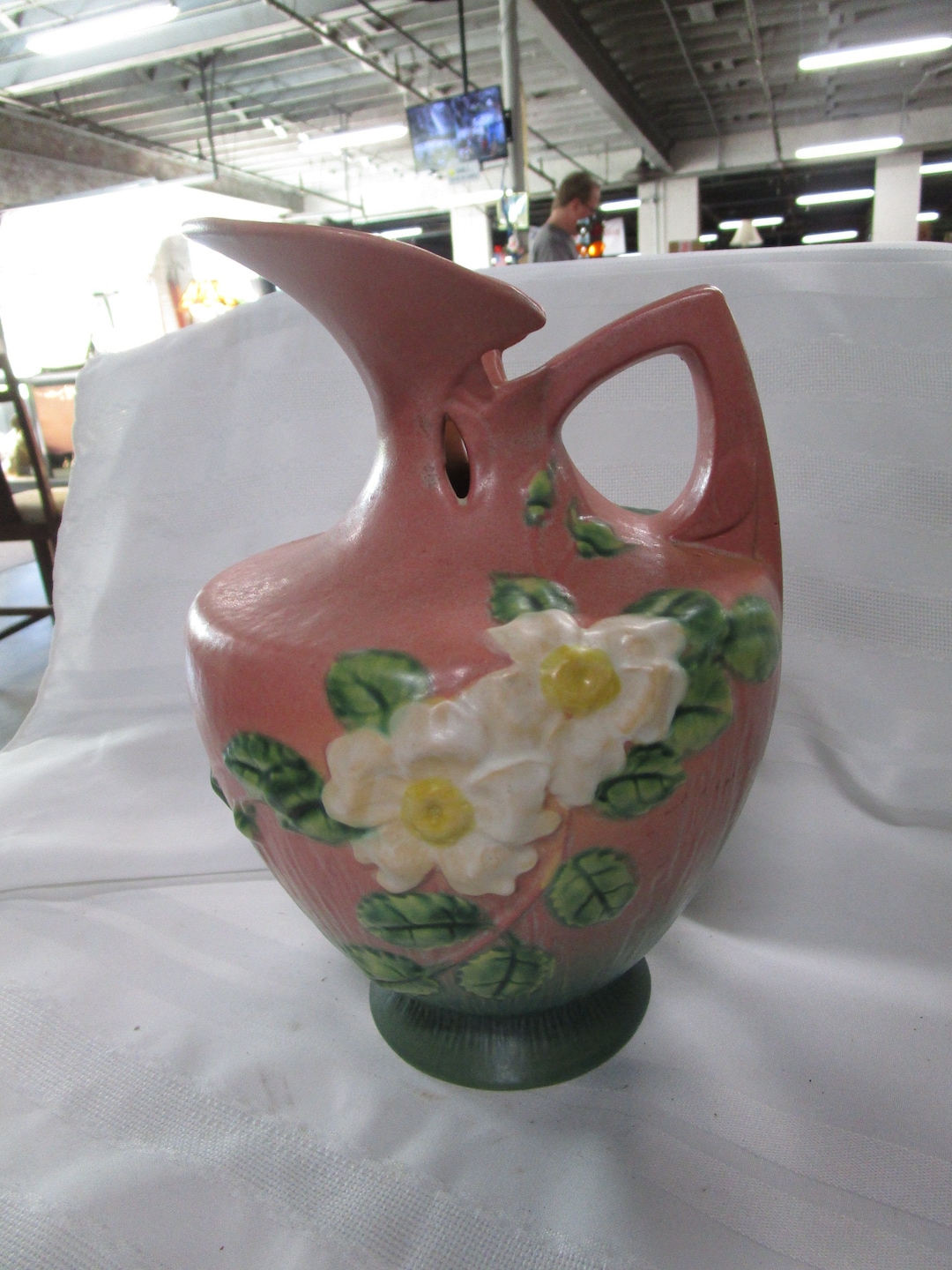 Vintage Roseville White Roses 990-10 Pottery Ewer Pitcher - Etsy