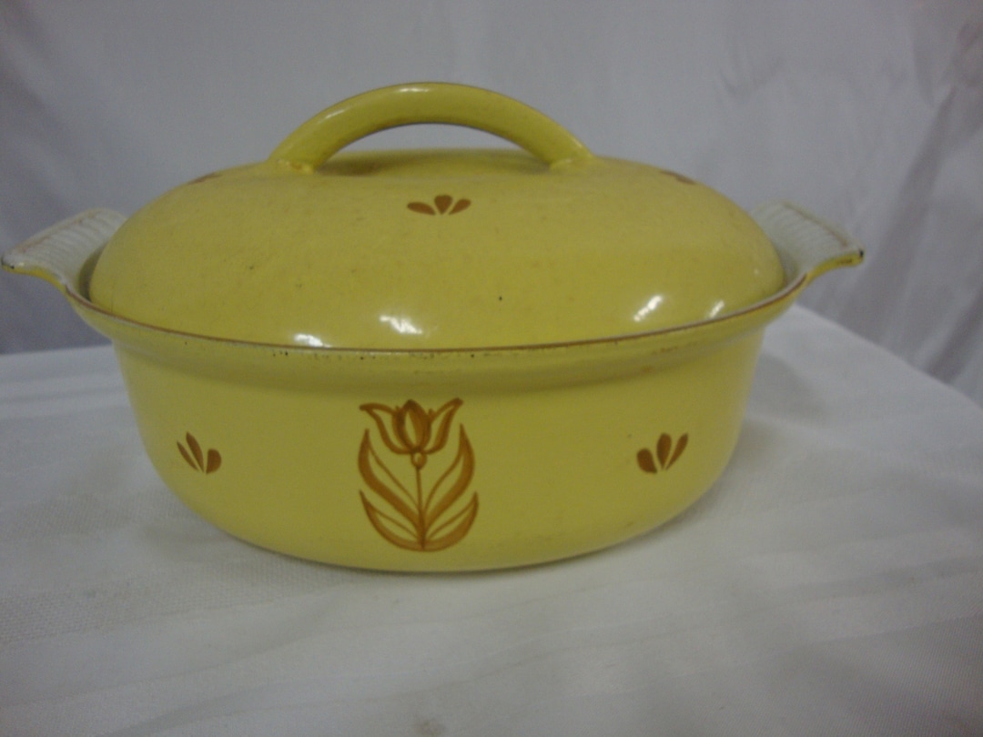 Vintage DRU Holland Cast Iron & Enamel Tulip Covered Baking Dish - Etsy
