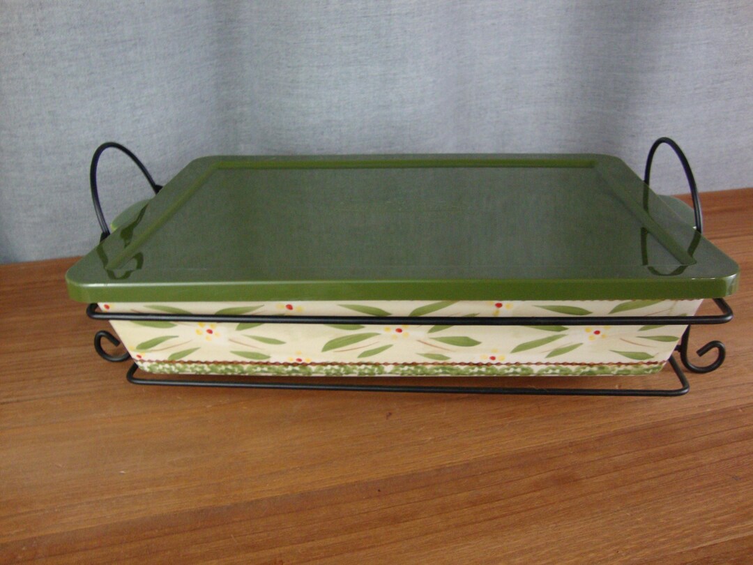 Vintage Temptations Ceramic Casserole 9x13 Serve Dish With Plastic ...