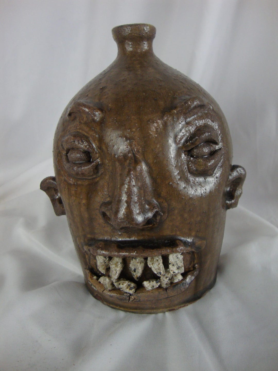 Marvin Bailey SC Potter Latte Color 7 Inch Rocky Teeth Ugly Face Jug - Etsy