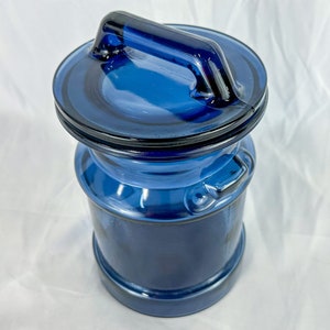 Vintage Blue Glass Canister - Etsy