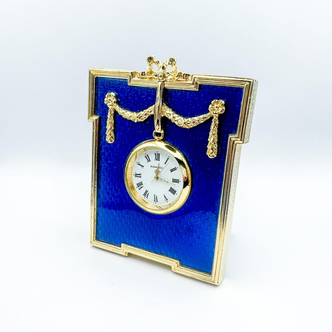 1980s Romanov Gifts Blue Imperial Frame Clock - Etsy