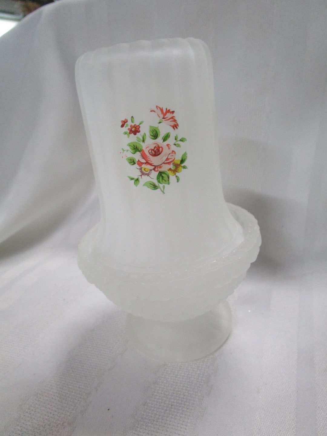 Vintage Westmoreland Frosted Fairy Lamp With Pink Flowers - Etsy