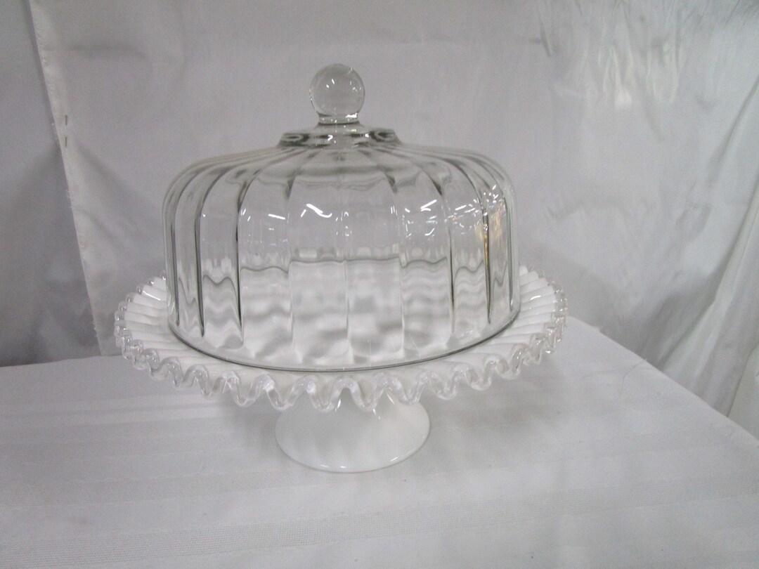 Vintage Fenton Silver Crest Pedestal Cake Stand With Clear Glass Cake ...