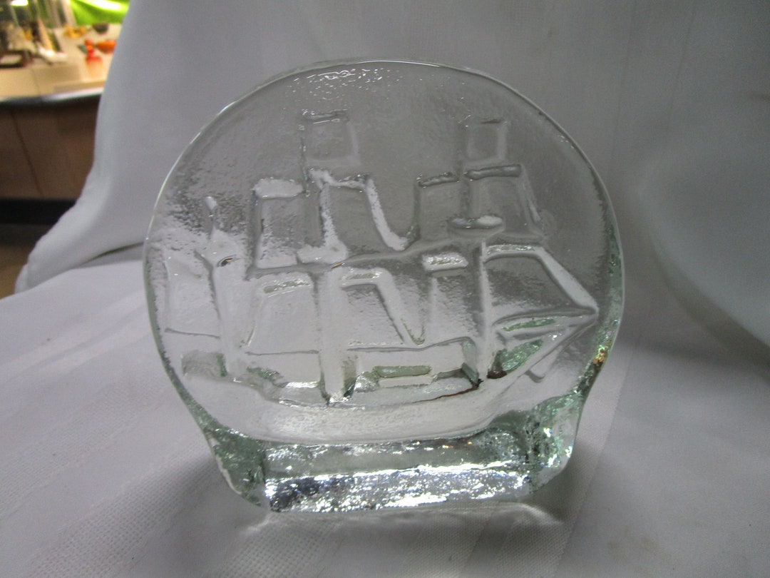 Vintage Pilgrim Glass Clear Glass Sailing Ship Paperweight - Etsy