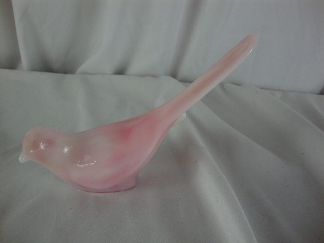 Vintage Fenton Pink Slag Glass Rosalene Happiness Bird Glass Figurine ...