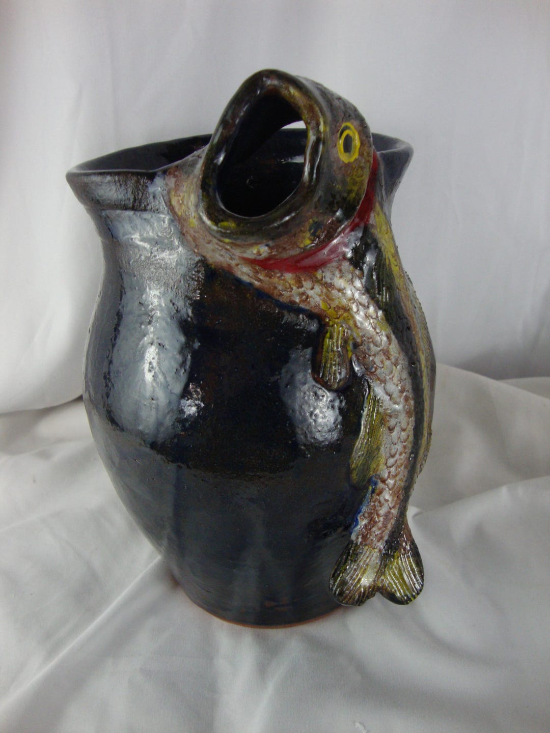 Mike Craven Folk Art Pottery Trout Spout Pitcher - Etsy