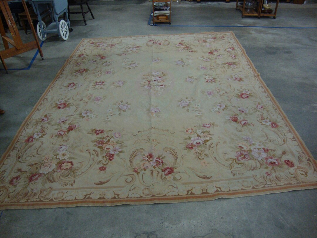 Vintage Cottage Petit Point Needlepoint Floral Area Rug 106"x144" - Etsy