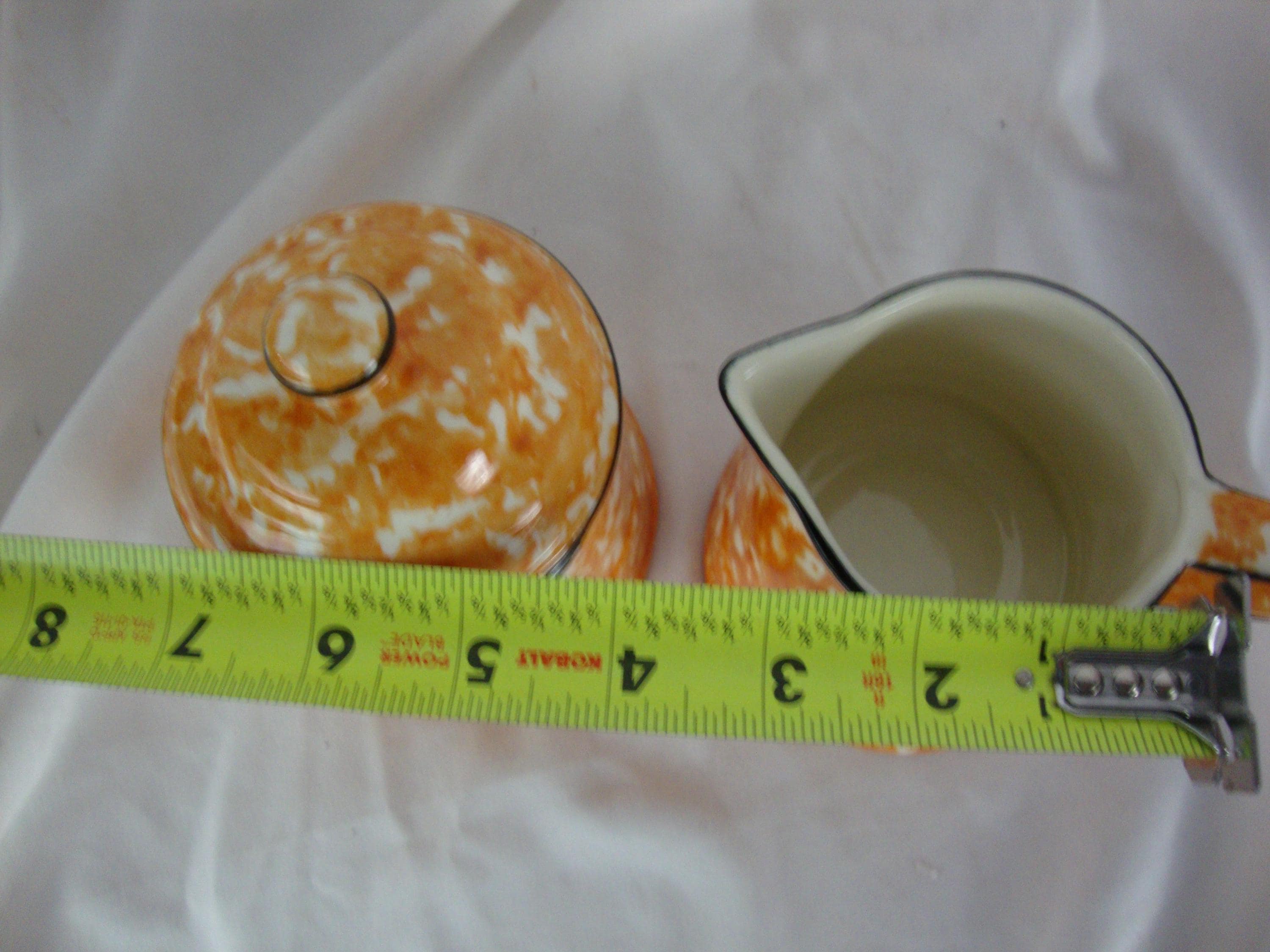 Vintage Stangl Pottery Town & Country Orange Sponge Ware Covered Sugar ...