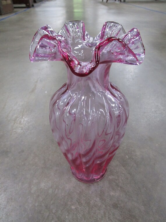 Fenton Pink Art Glass Signed Large Vase | Etsy