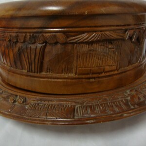 Vintage Monkey Pod Carved Relief Wood Cake Stand With Dome Top - Etsy