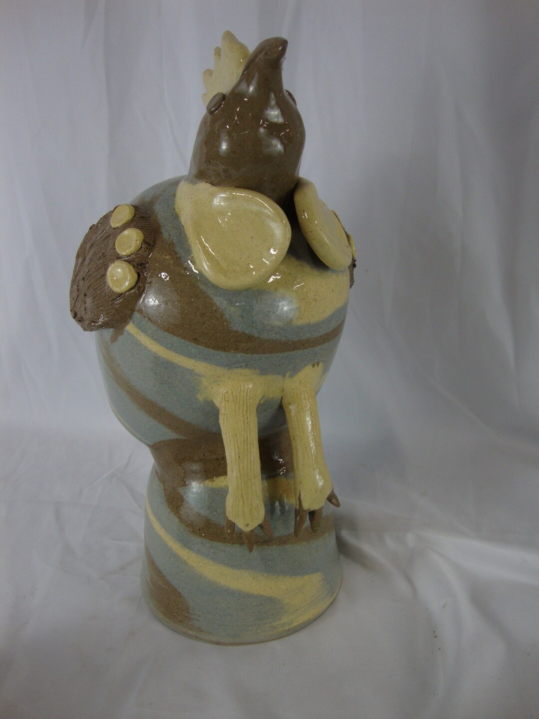 Dale Costner Vale, NC Brown/blue Folk Art Pottery Chicken Figure ...