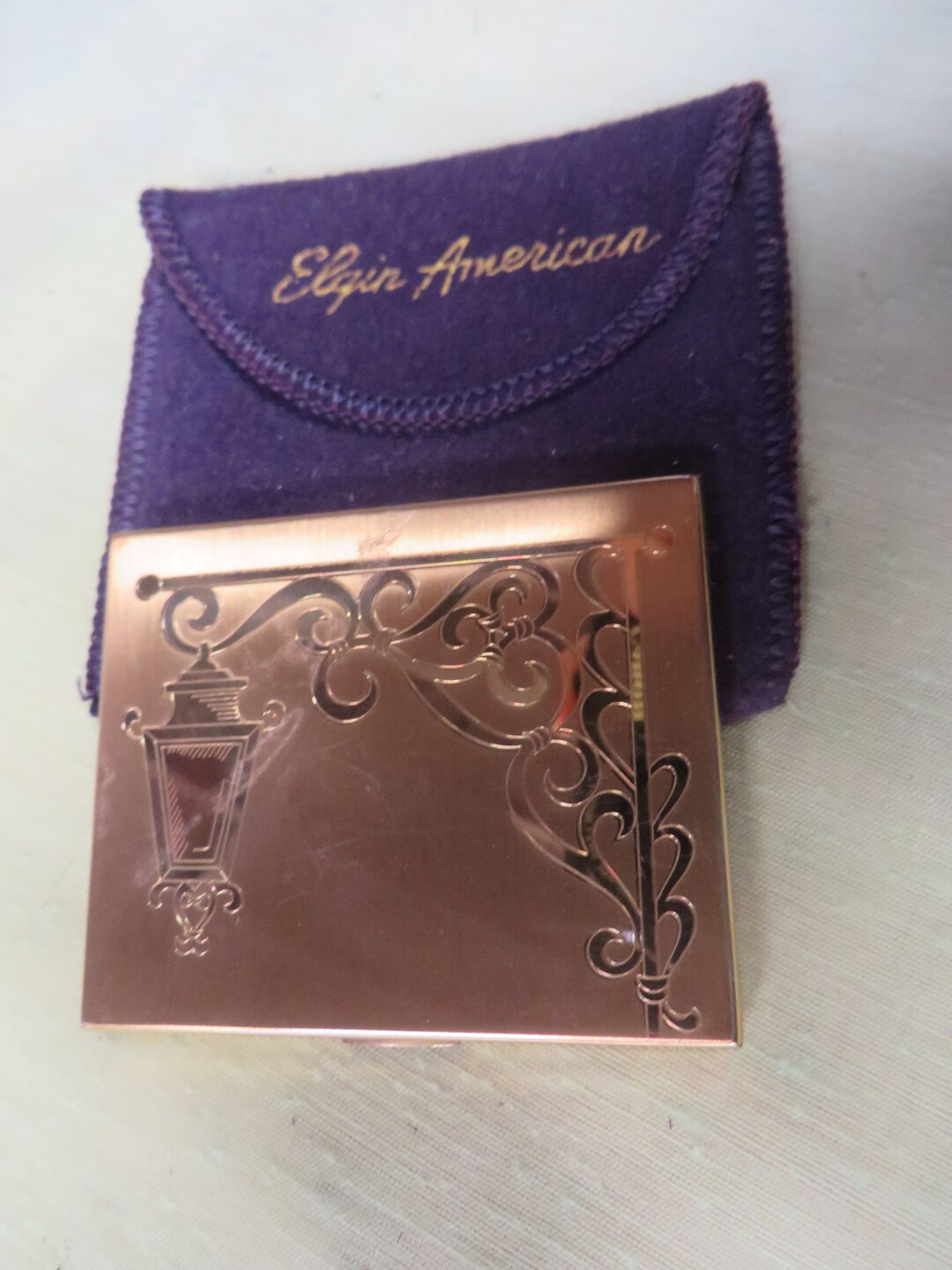 Vintage Elgin American Compact Makeup Mirror With Carrying Pouch - Etsy