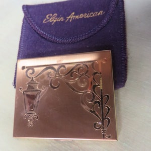 Vintage Elgin American Compact Makeup Mirror With Carrying Pouch - Etsy