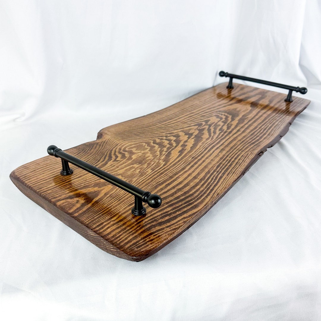 Vintage Wooden Live Edge Display Tray With Handles - Etsy