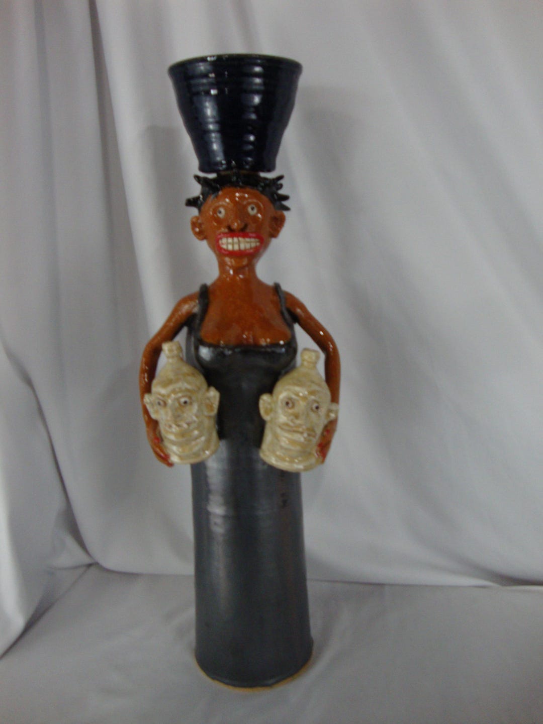 Marvin Bailey SC Potter Signed Folk Art Pottery Dark Woman in Dress ...