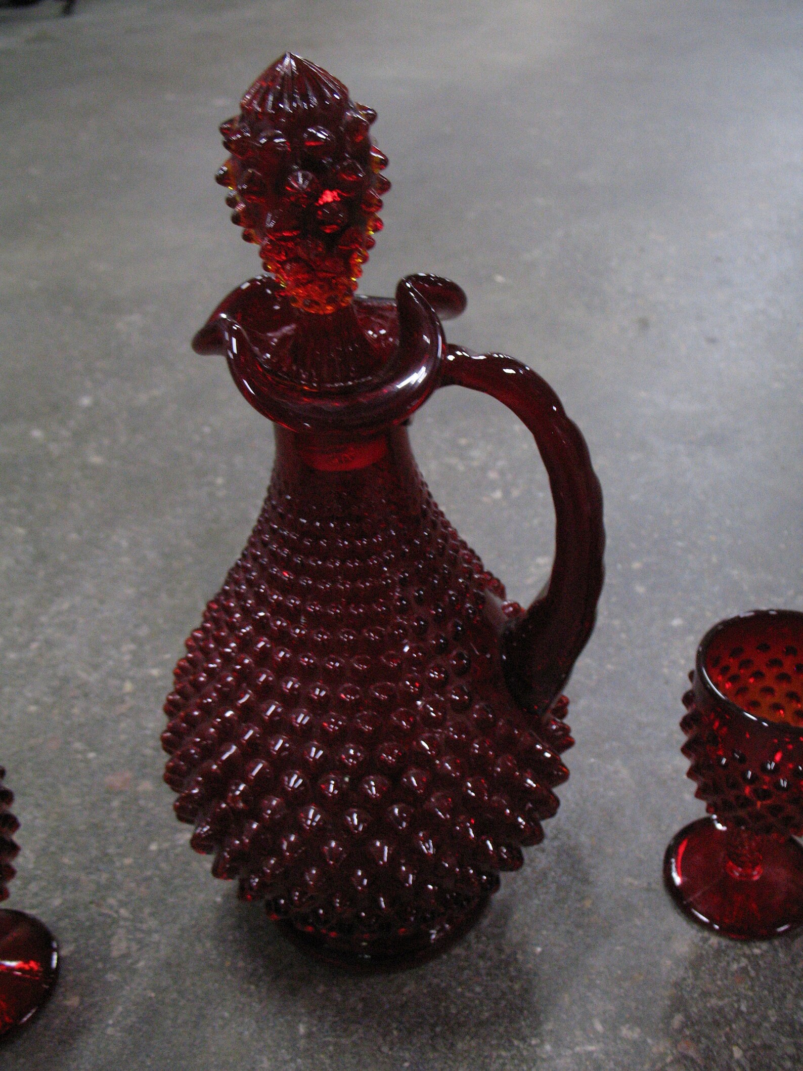 Vintage Fenton Ruby Red Carnival Hobnail Decor Decanter and - Etsy
