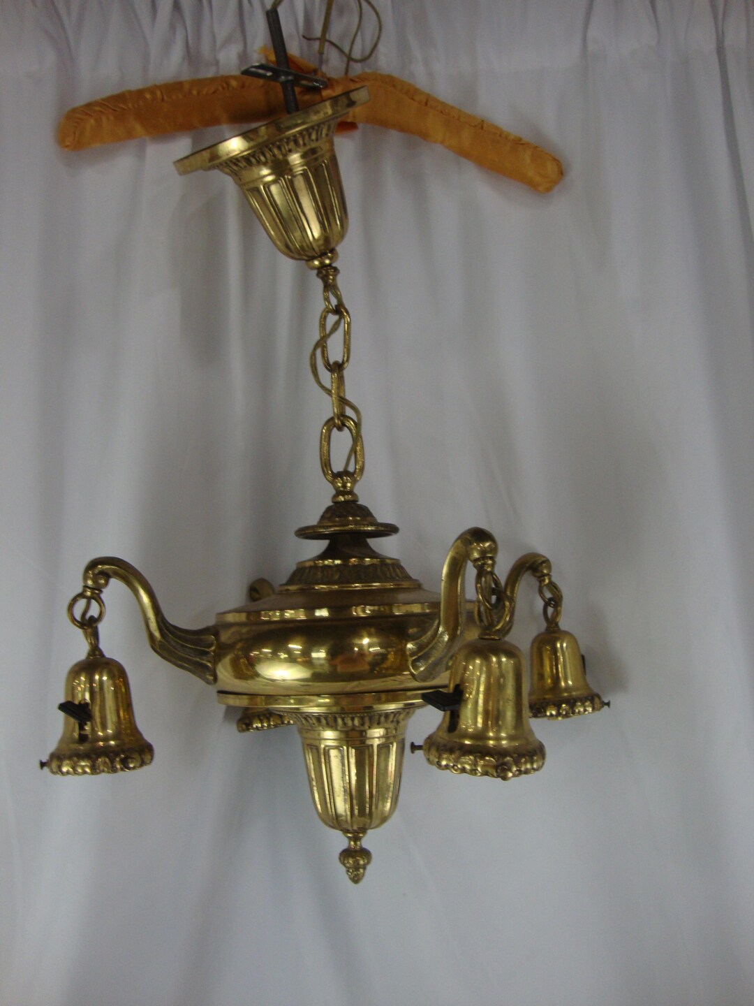 Vintage Brass Four Arm Bell Ceiling Mount Light Fixture UNTESTED - Etsy