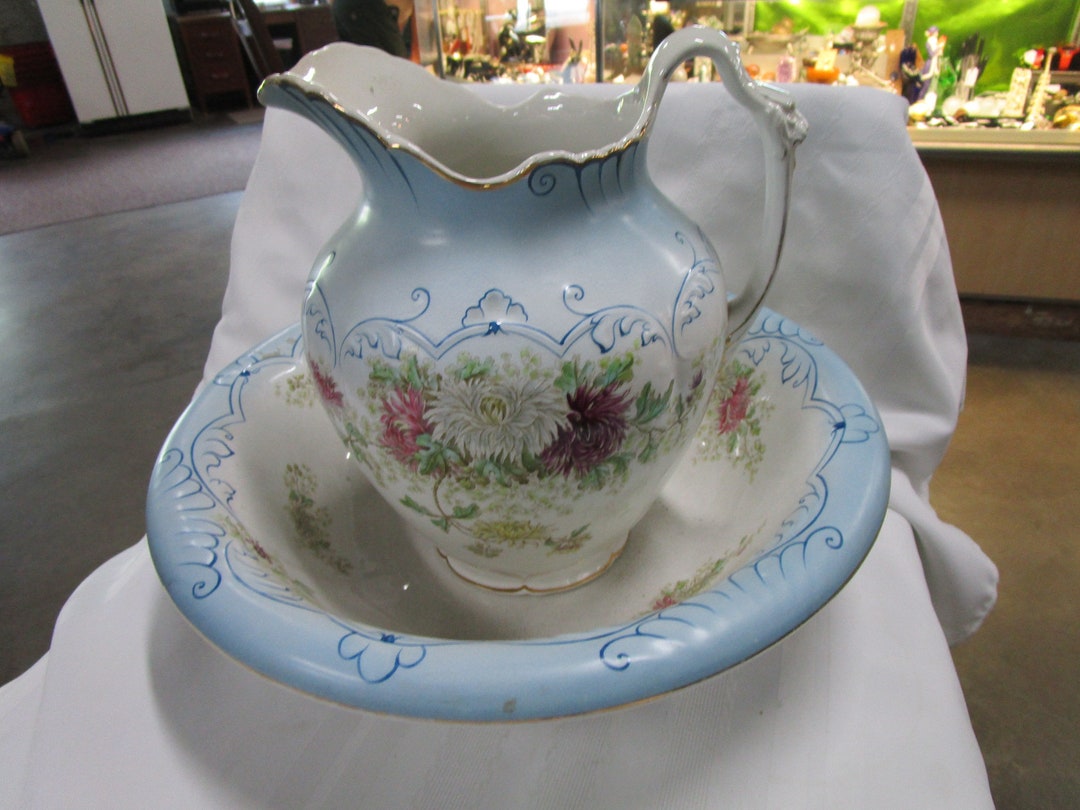 Antique Alba China Floral With Gold Trim Wash Basin and Pitcher Set - Etsy