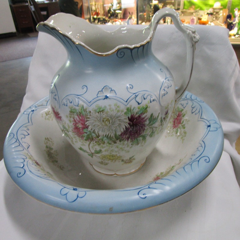 Antique Wash Basin and Pitcher - Etsy
