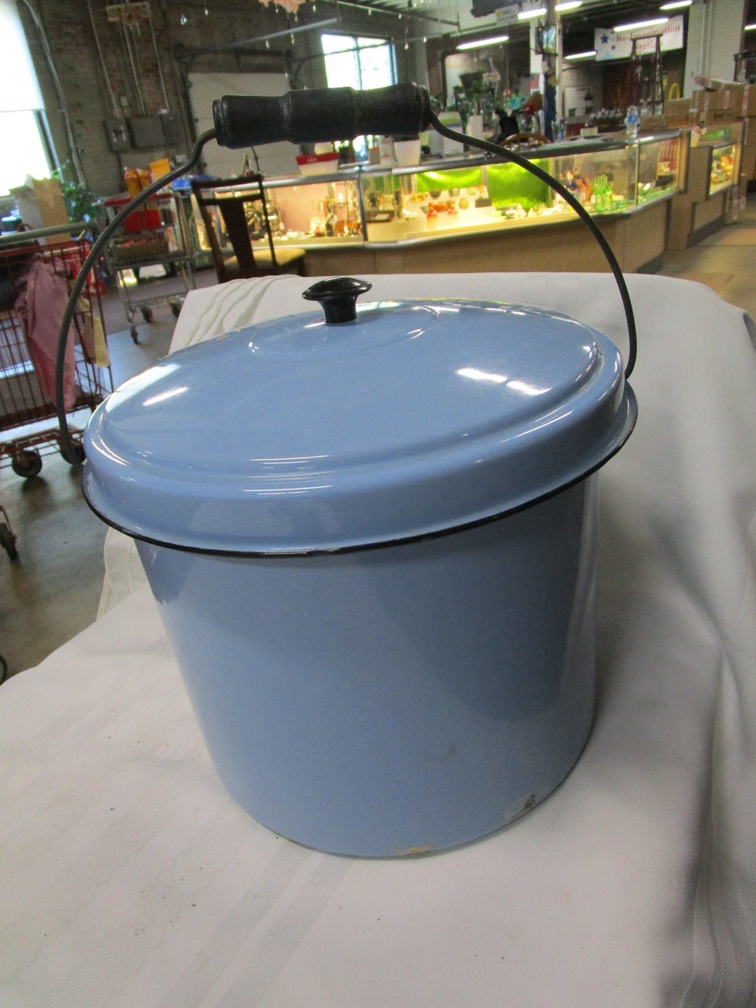 1950's Blue Enamel Black Trim Diaper Pail With Lid and Swing Handle - Etsy