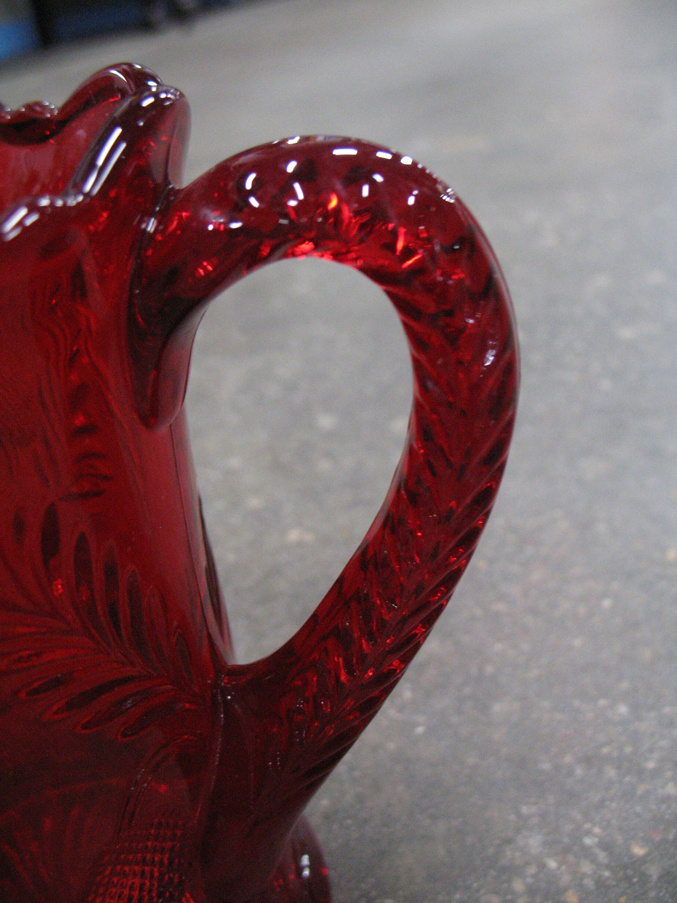 Fenton Amberina Glass Thistle Pattern Small Pitcher Collectible Glass ...