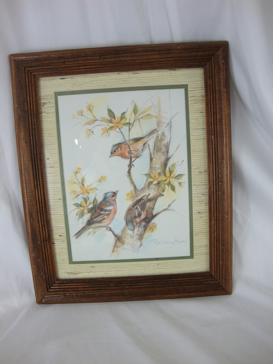 Vintage Paul Whitney Hunter Spring Birds on Branch Framed Wall Art ...