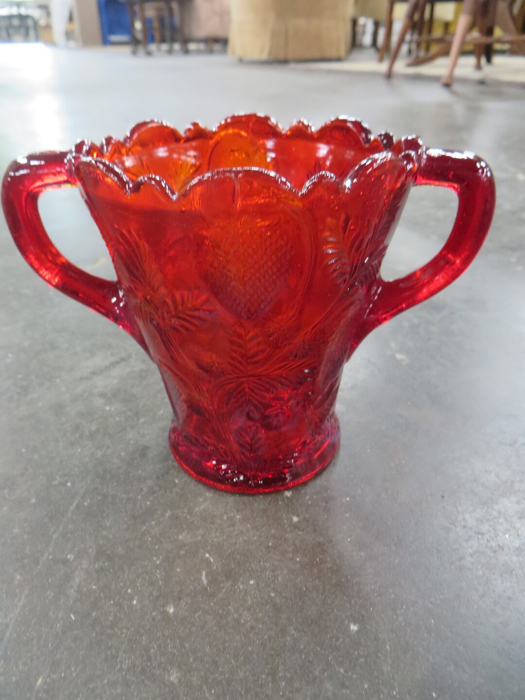 Vintage Mosser Glass Amberina Inverted Strawberry Sugar Bowl - Etsy