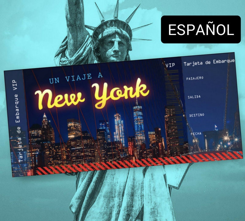 Tarjeta De Embarque Personalizada - Un Viaje a New York | Billete De Viaje Sorpresa a Nueva York ...